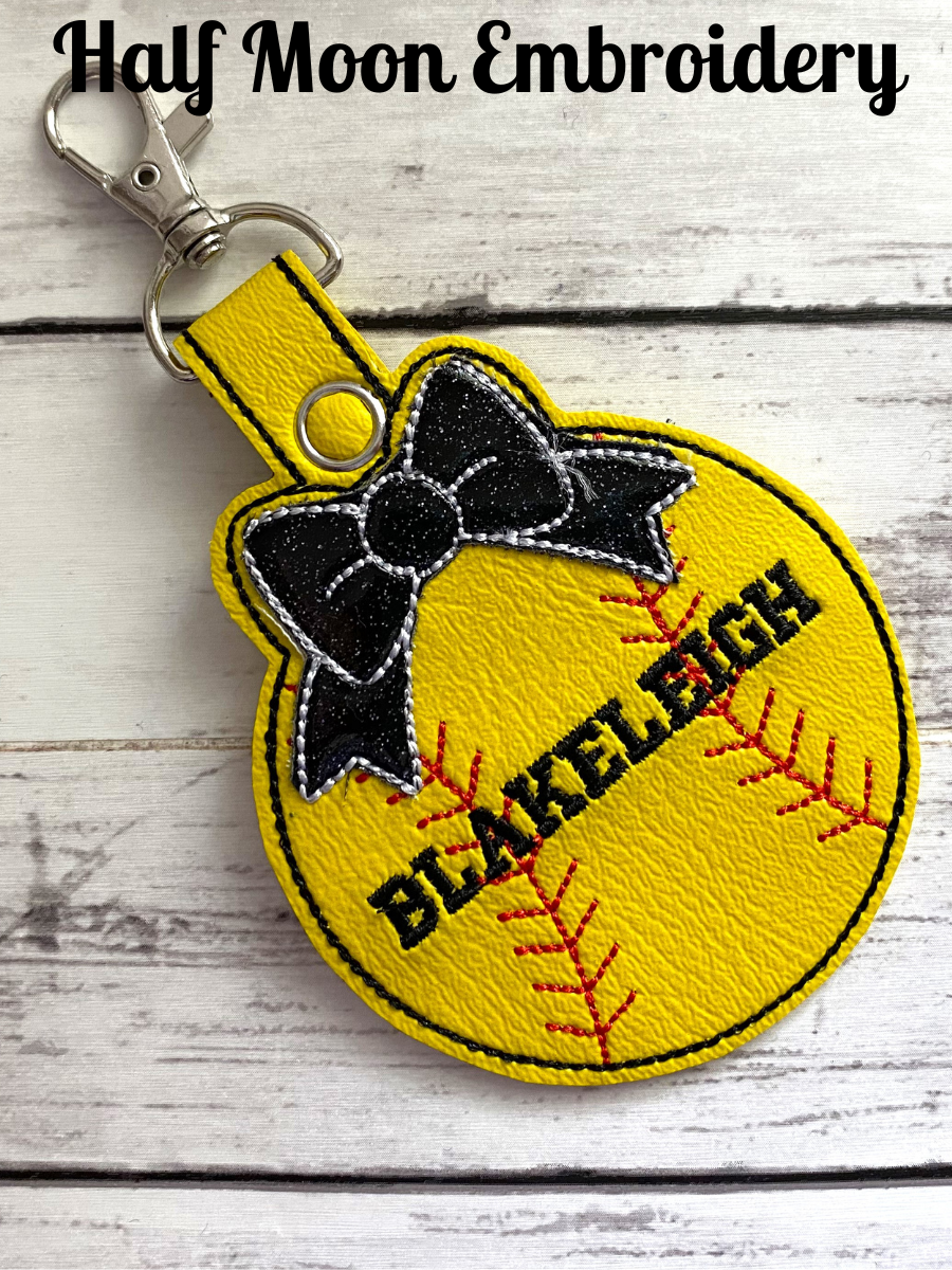 Half Moon Embroidery - Blakeleigh Softball Bag Tag
