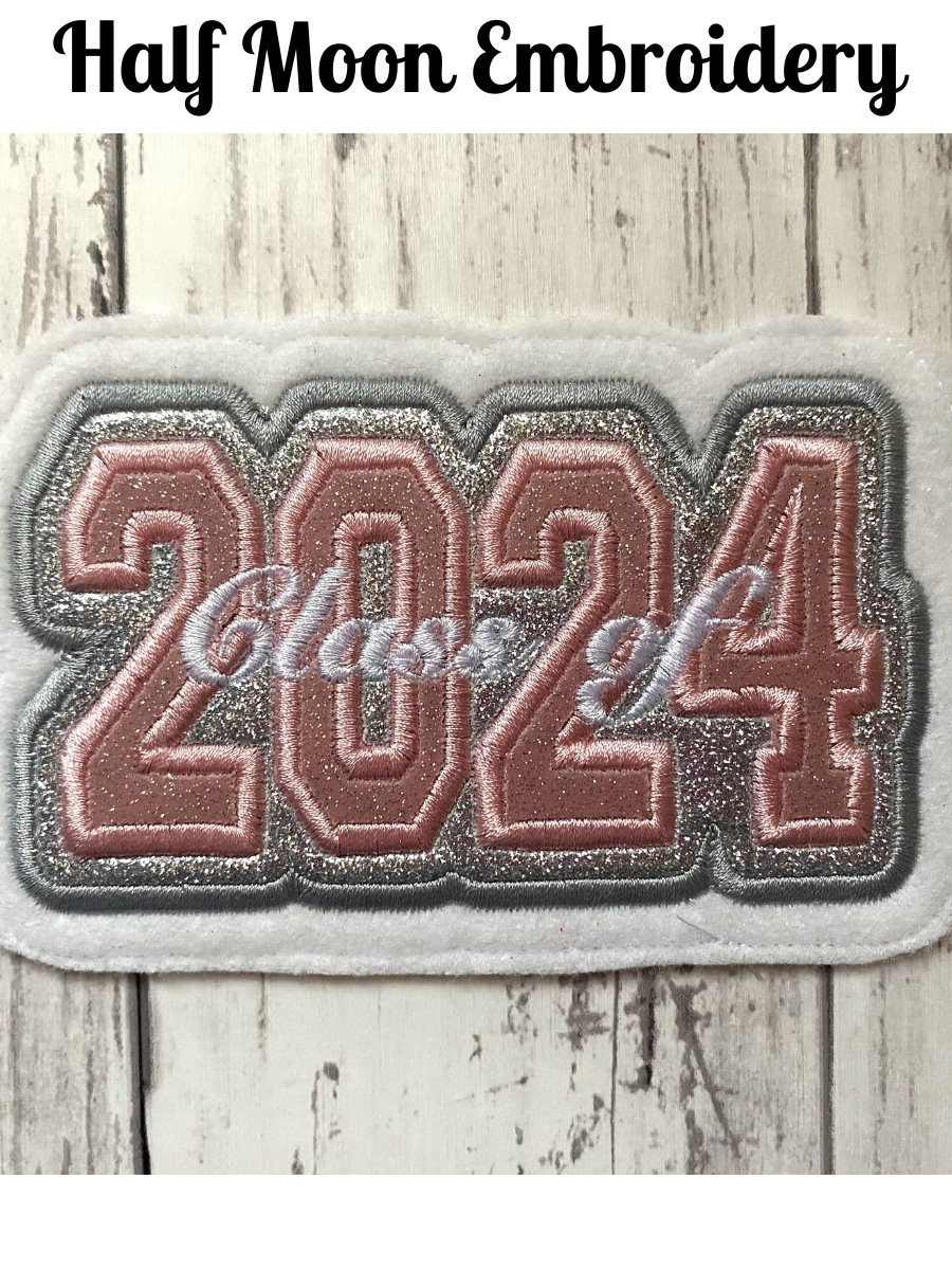 Half Moon Embroidery - Class of 2024 Vinyl Letterman Jacket Patch
