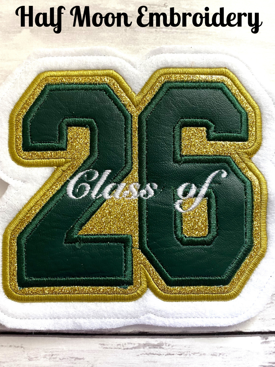 Half Moon Embroidery - Class of 26 Vinyl Letterman Jacket Patch