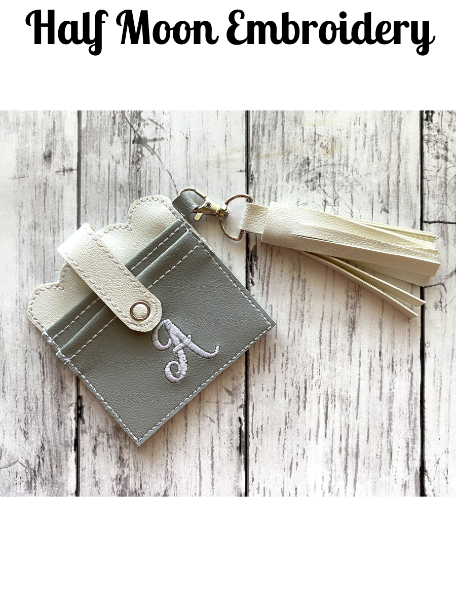 Half Moon Embroidery - Letter "A" Keychain Wallet