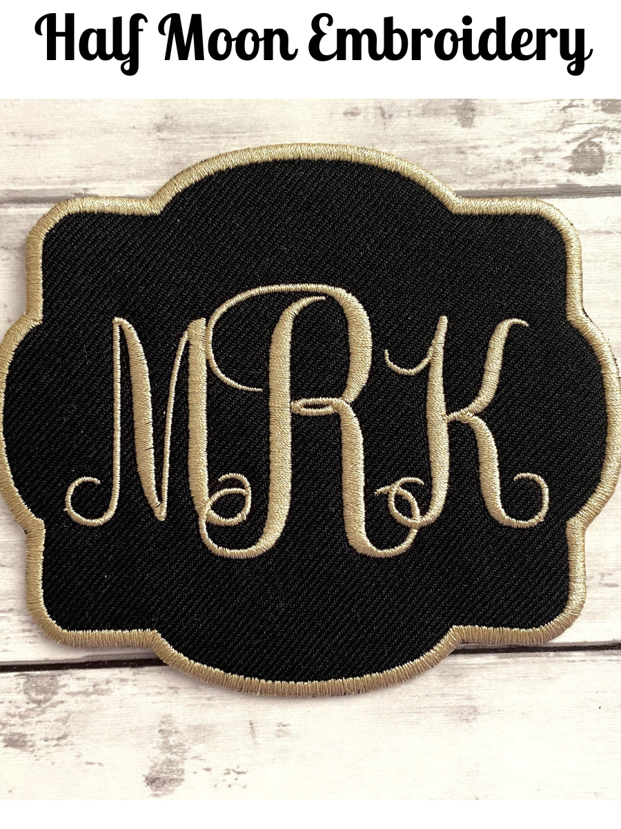 Half Moon Embroidery - MRK Monogrammed Iron On Patch