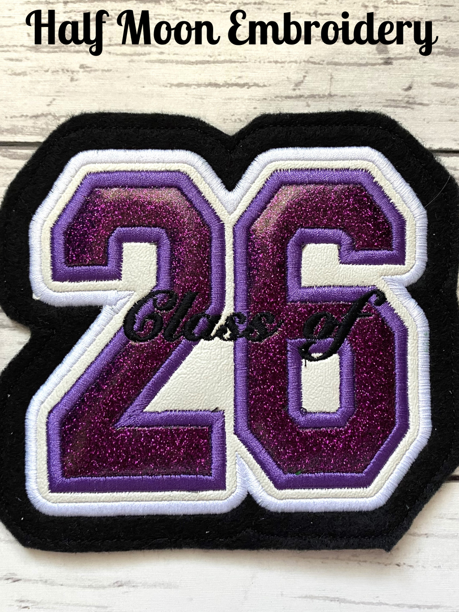 Half Moon Embroidery - Class of 26 Vinyl Letterman Jacket Patch