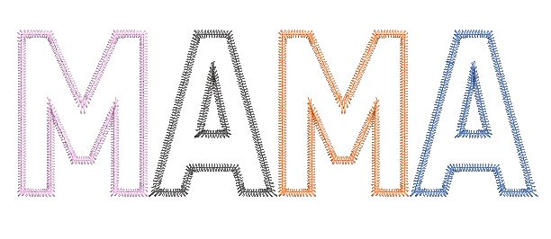MAMA Applique Font Embroidery Design - Half Moon Embroidery