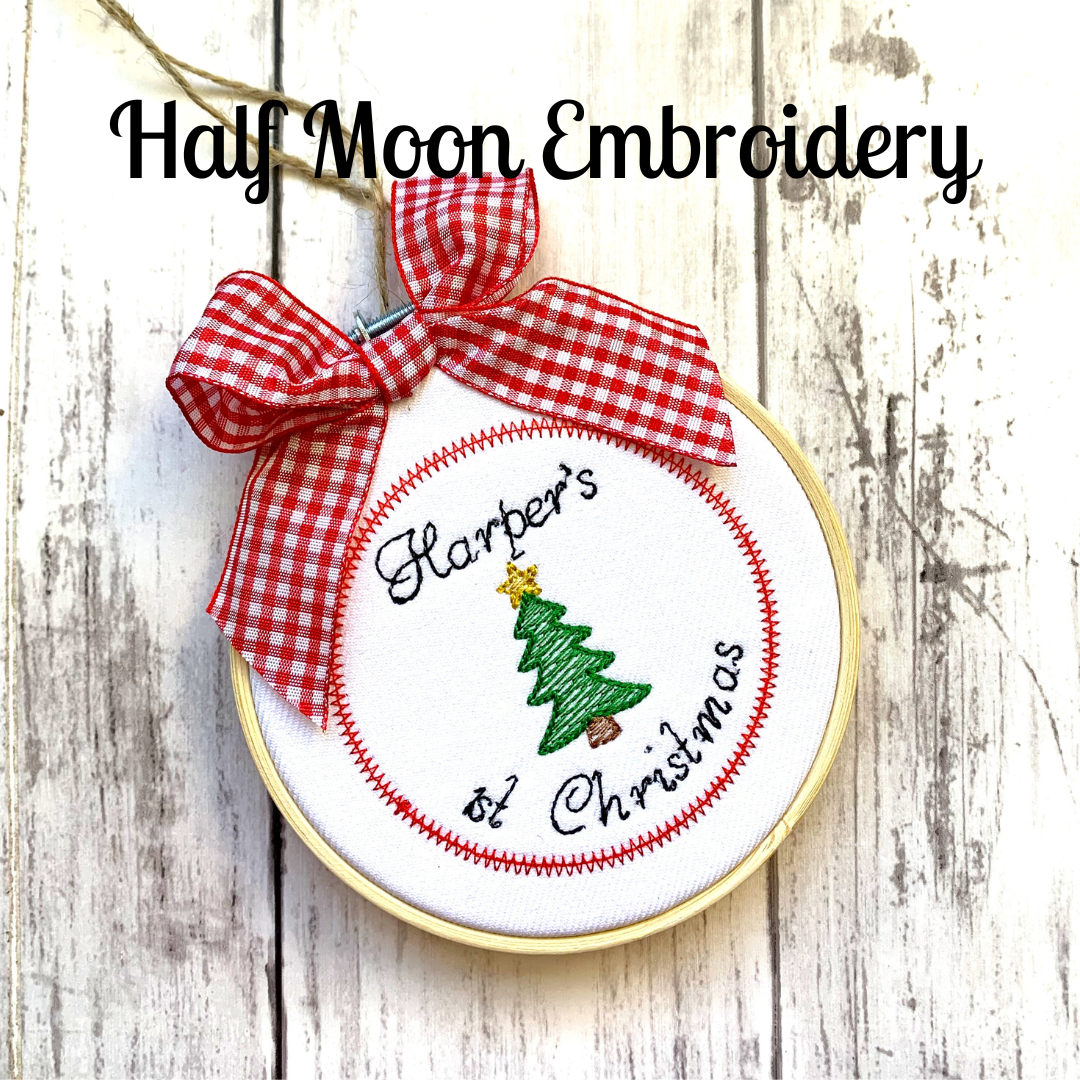 Half Moon Embroidery - Handwriting Christmas Ornaments