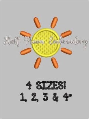 Sun Embroidery Design | Sunshine Embroidery Design – Half Moon Embroidery