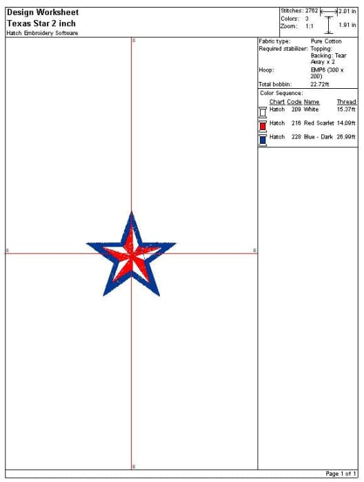 Texas Star Embroidery Design | 4th of July Embroidery Design – Half ...